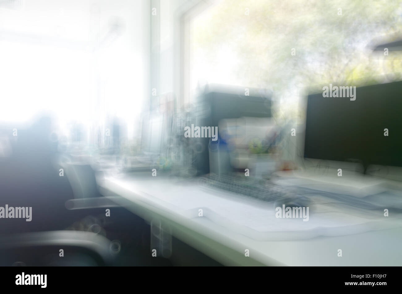 abstract office with computer blur background Stock Photo - Alamy