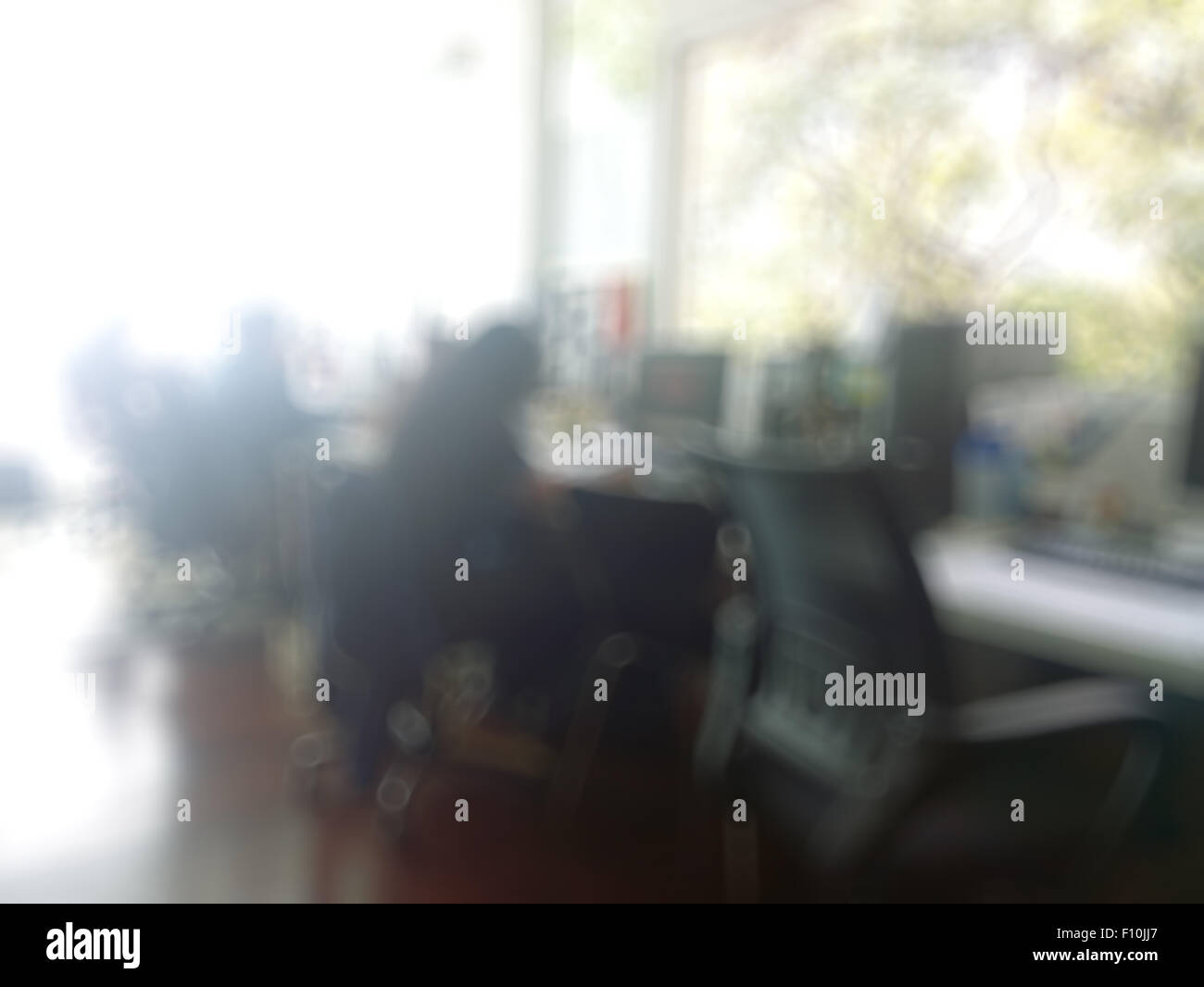 abstract office with computer blur background Stock Photo - Alamy