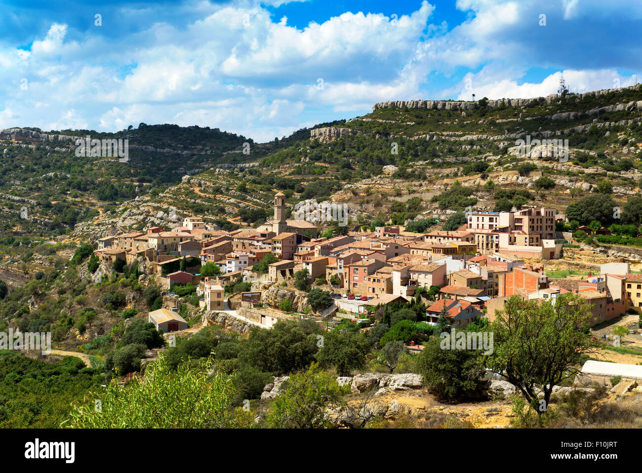 a panoramic view of Vilanova de Prades, a small town in Prades ...