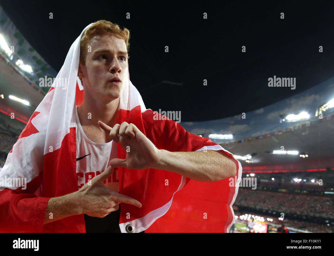 Beijing, China. 24th Aug, 2015. Canada's Shawnacy Barber celebrates ...