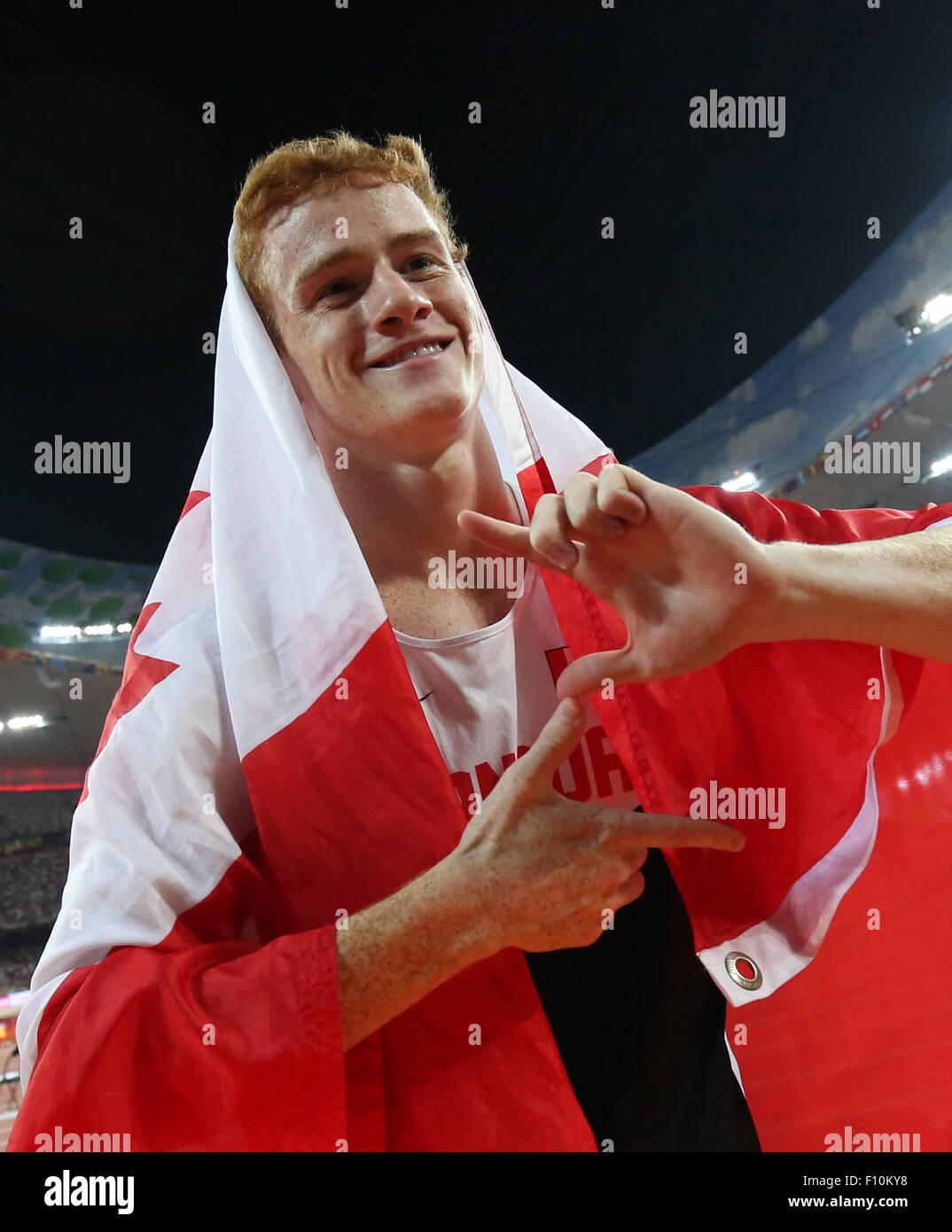 Beijing, China. 24th Aug, 2015. Canada's Shawnacy Barber celebrates ...