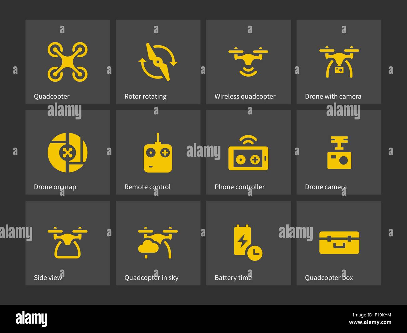 Quadrotor with remote control icons Stock Vector Image & Art - Alamy