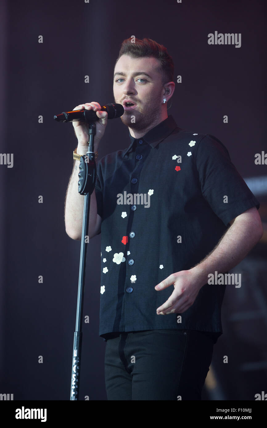 Sam Smith at the V Festival in Chelmsford,Essex,on Saturday night Stock ...