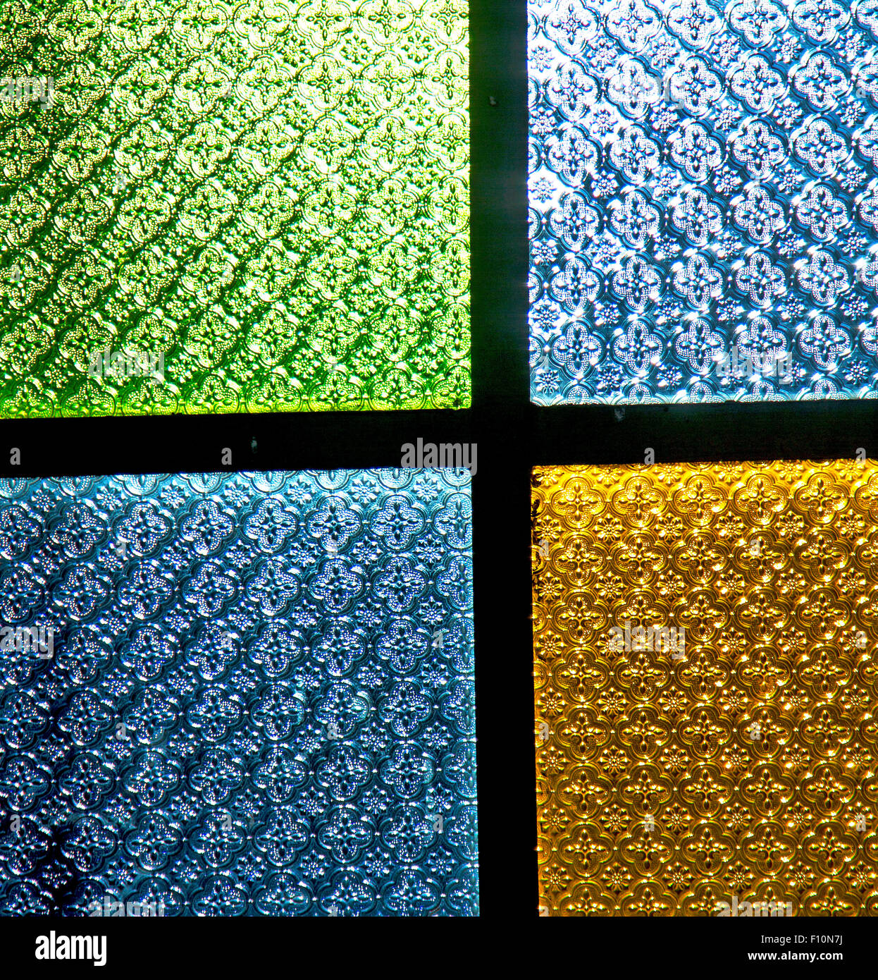 colorated glass and sun in morocco africa window and light Stock Photo ...