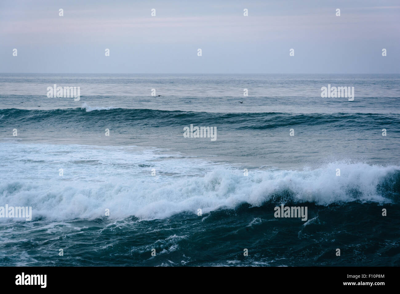 Large waves in the Pacific Ocean, seen at La Jolla, California Stock ...