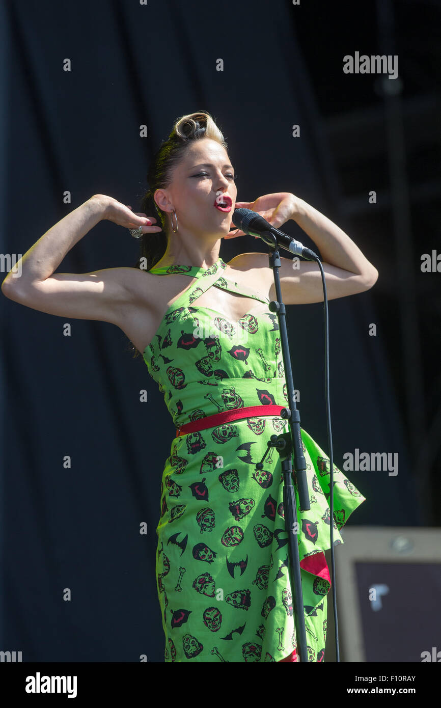 Imelda May performing at the V Festival in Chelmsford,Essex,on Saturday ...