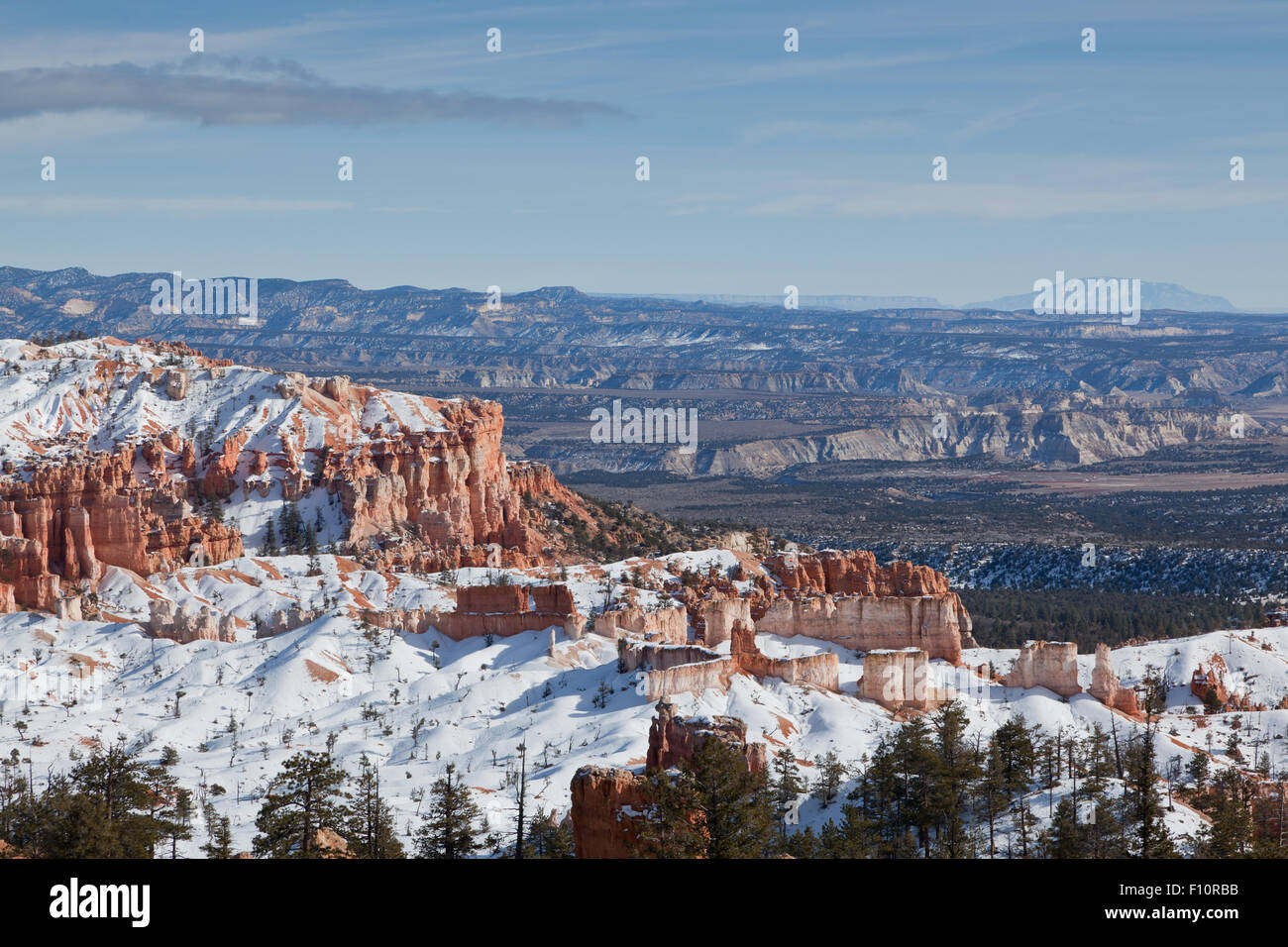 Bryce Canyon National Park in Utah on a sunny winter day showing ...