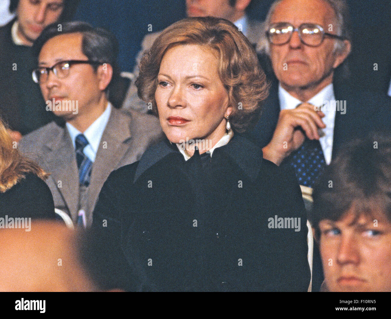 First lady Rosalynn Carter looks on as United States President Jimmy ...