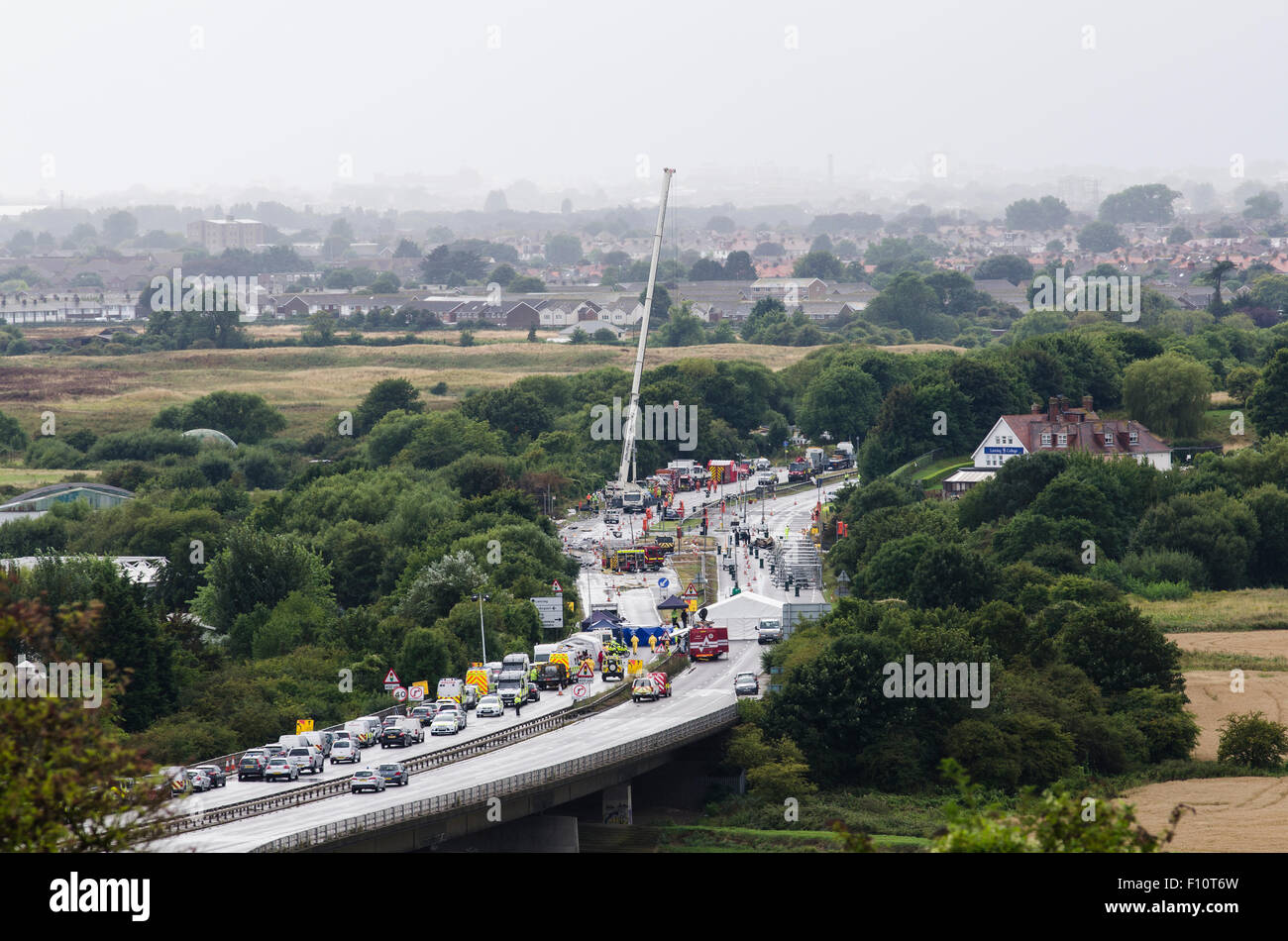 Shoreham-by-Sea, UK. 24th August 2015. The scenes on the A27 at ...