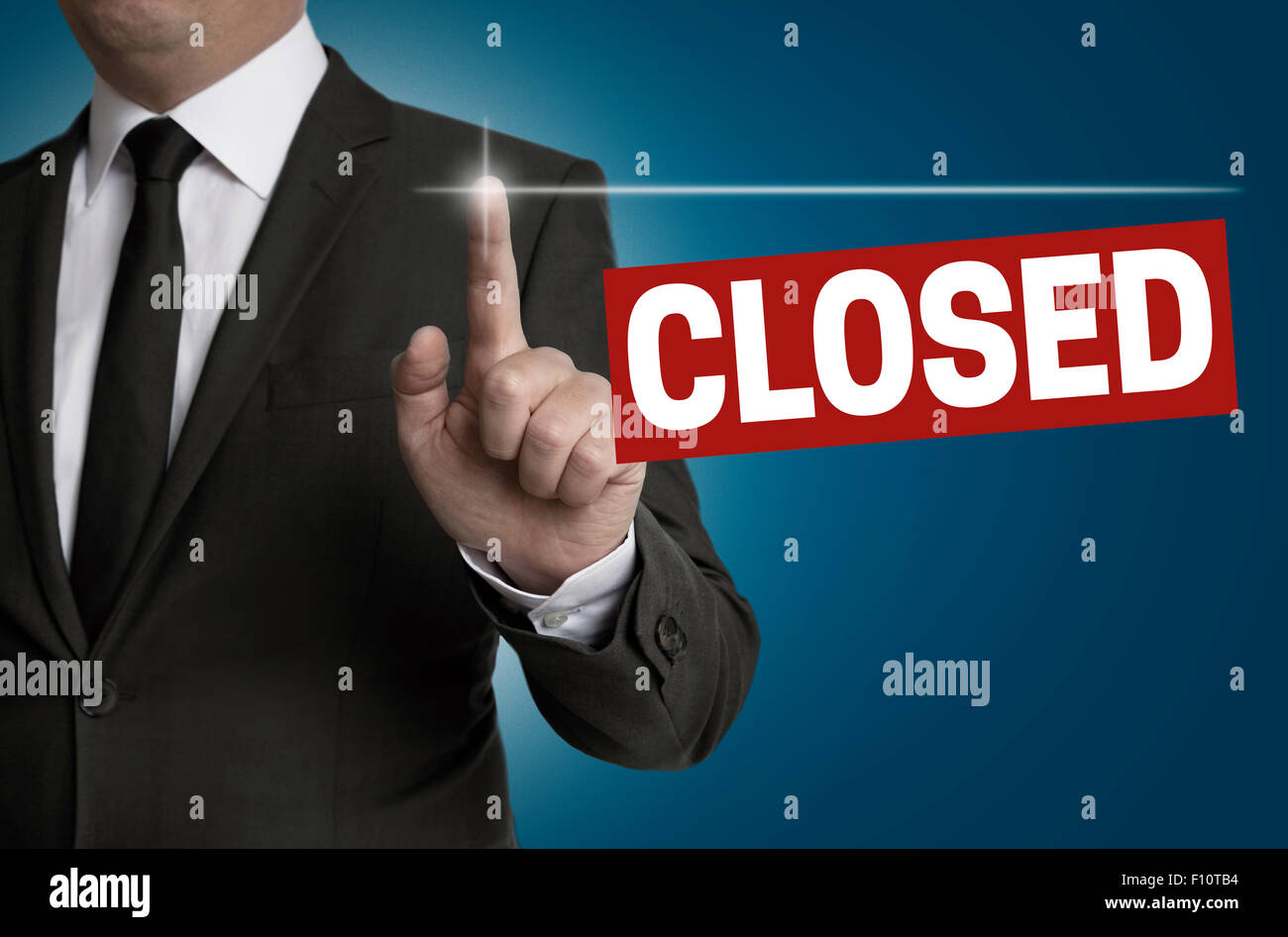 closed touchscreen is operated by businessman concept Stock Photo - Alamy