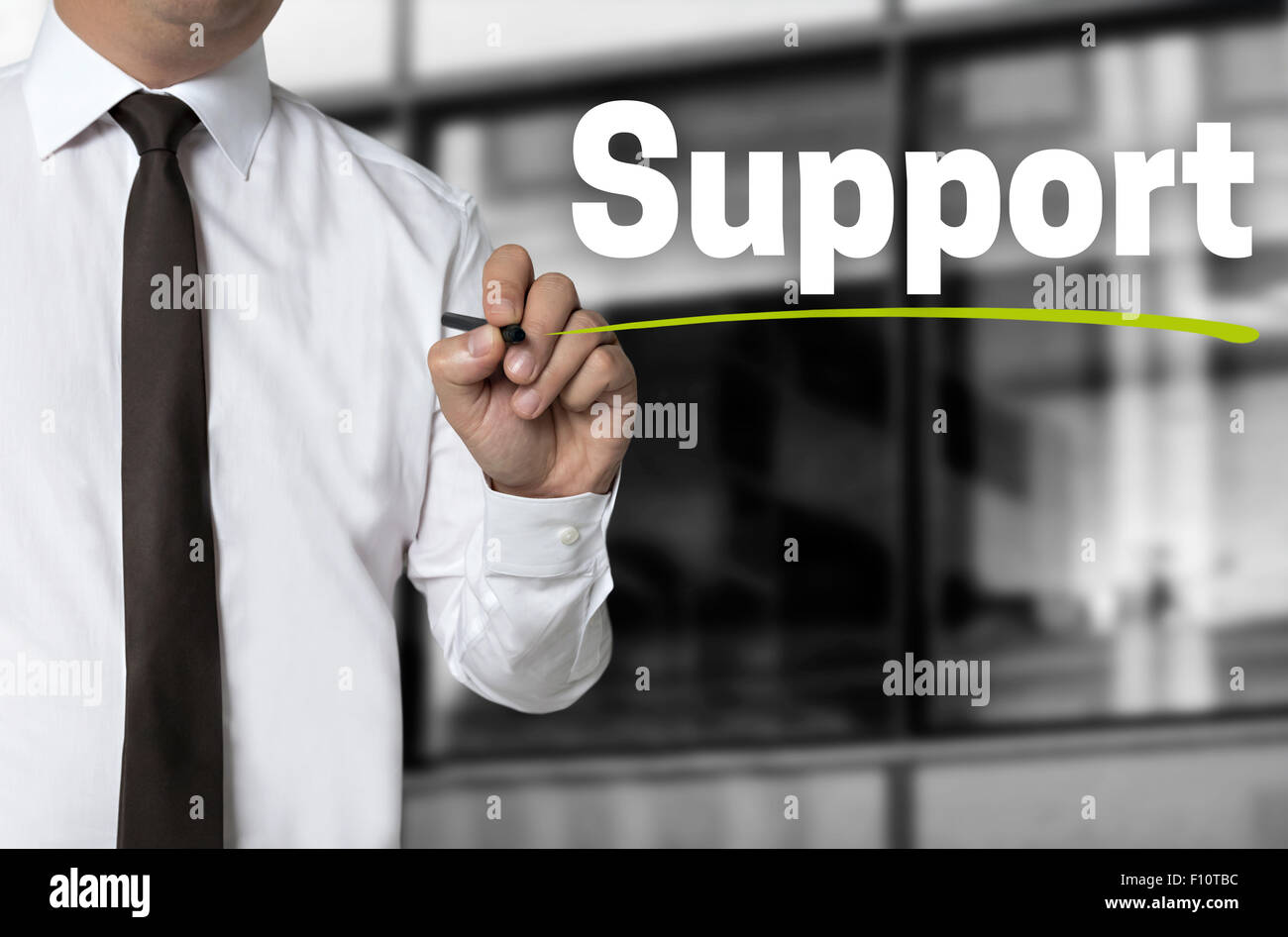 Support is written by businessman background concept Stock Photo - Alamy