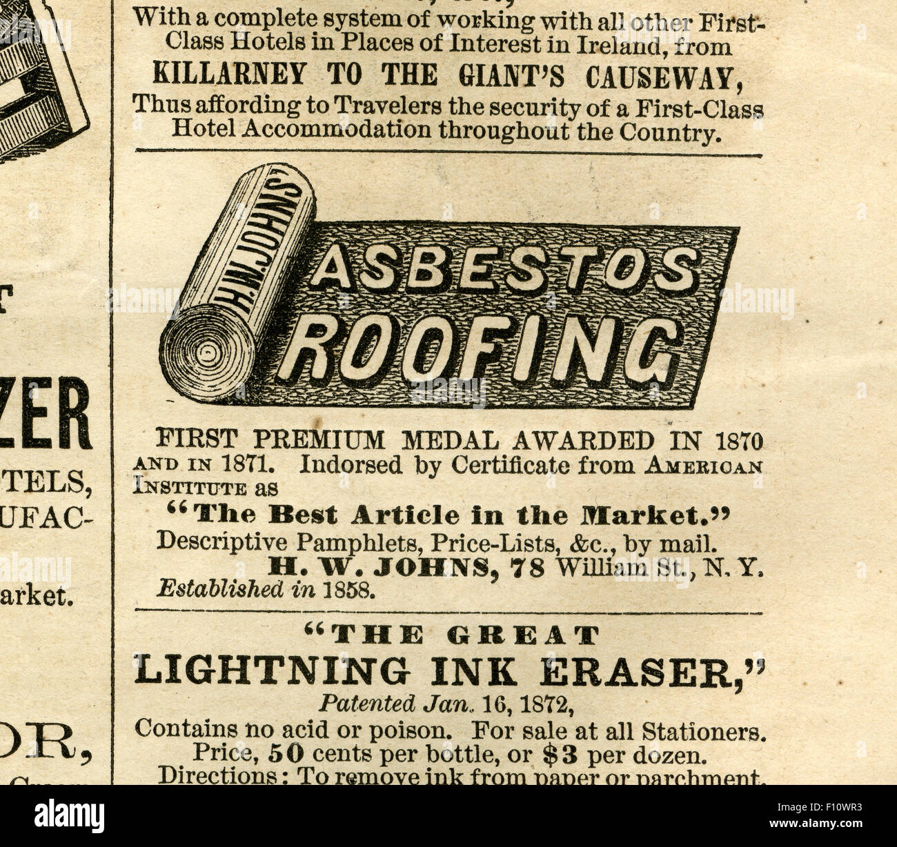 Antique 1872 engraving from Harper's Weekly, advertisement for H.W ...