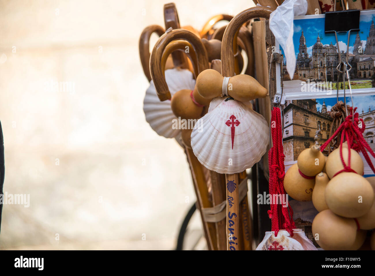 Walking sticks with the shell representing the Camino de Santiago Stock ...