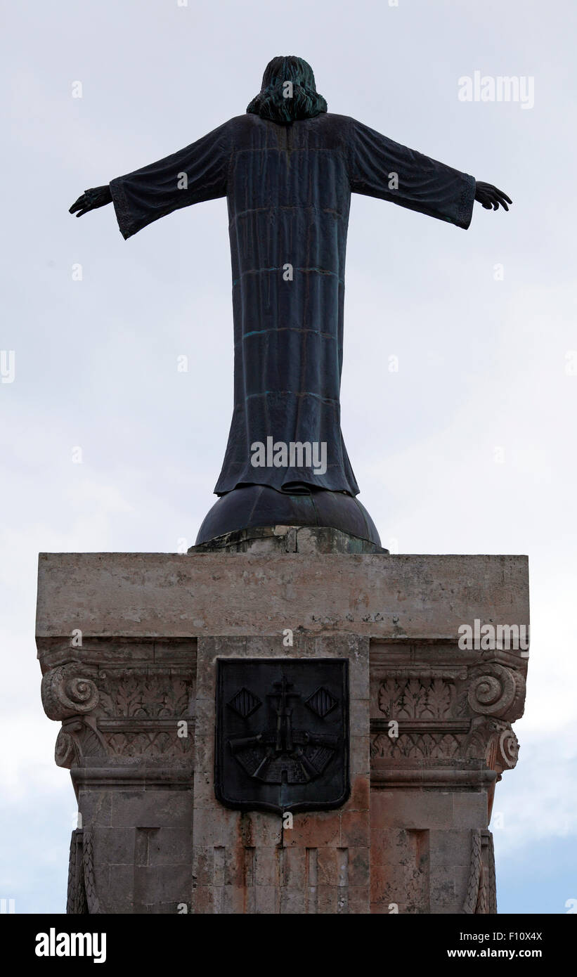 Statue of Jesus Christ at the top of Mount Toro, Menorca Stock Photo ...