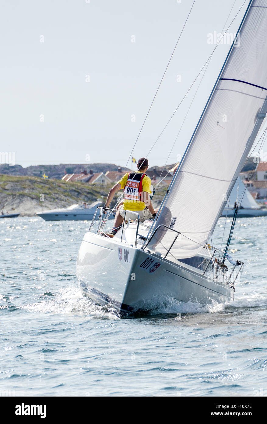 one sail competition on swedish westcoast one lonely boat Stock Photo ...