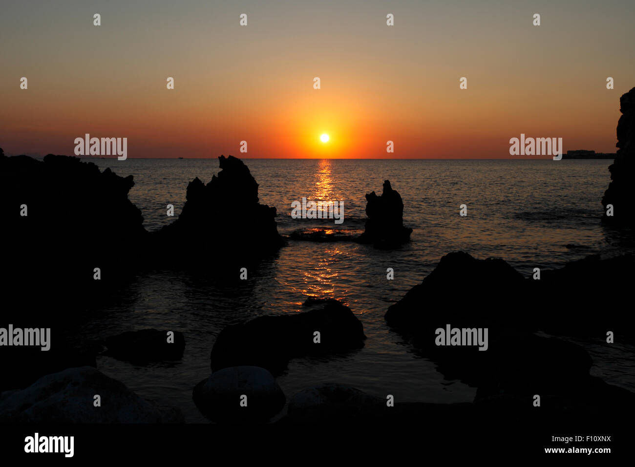 Sunset from Menorca, over Mallorca Stock Photo - Alamy