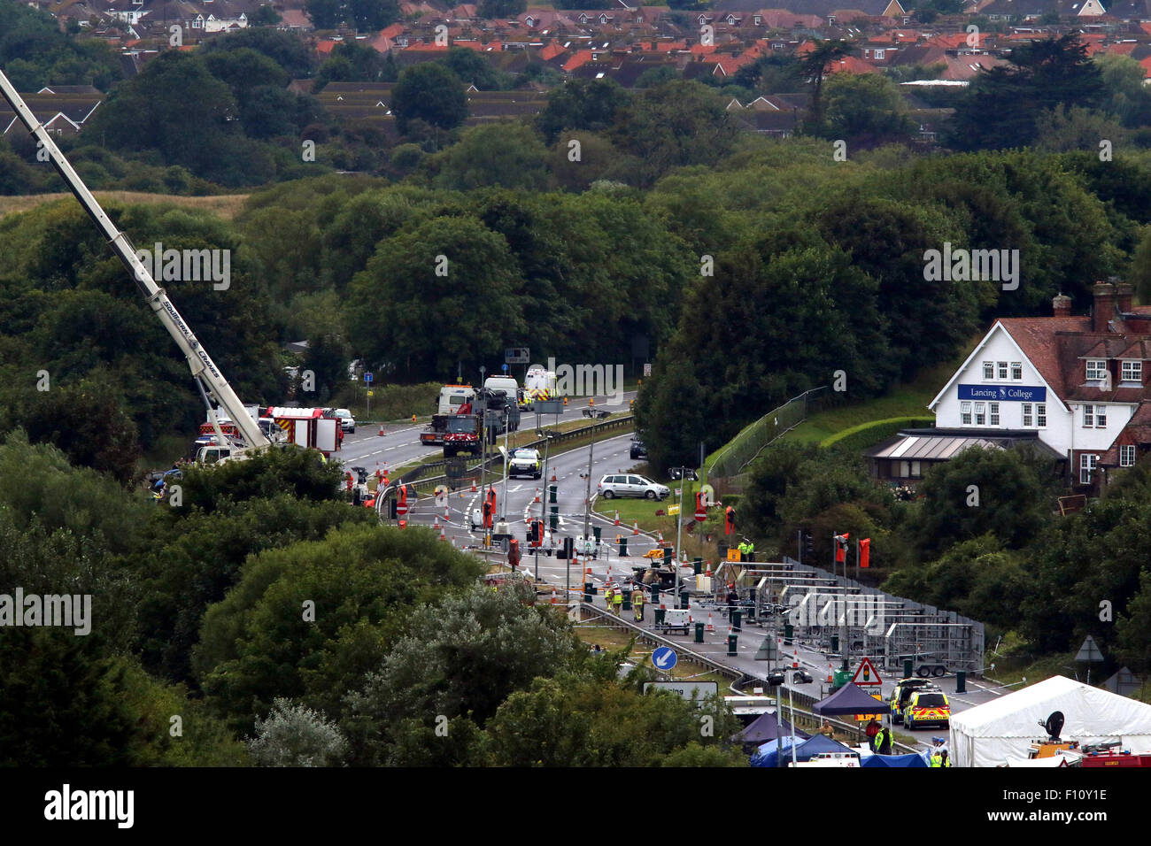 A27 Shoreham Crash,West Sussex shore plane crash,11 People killed Stock ...