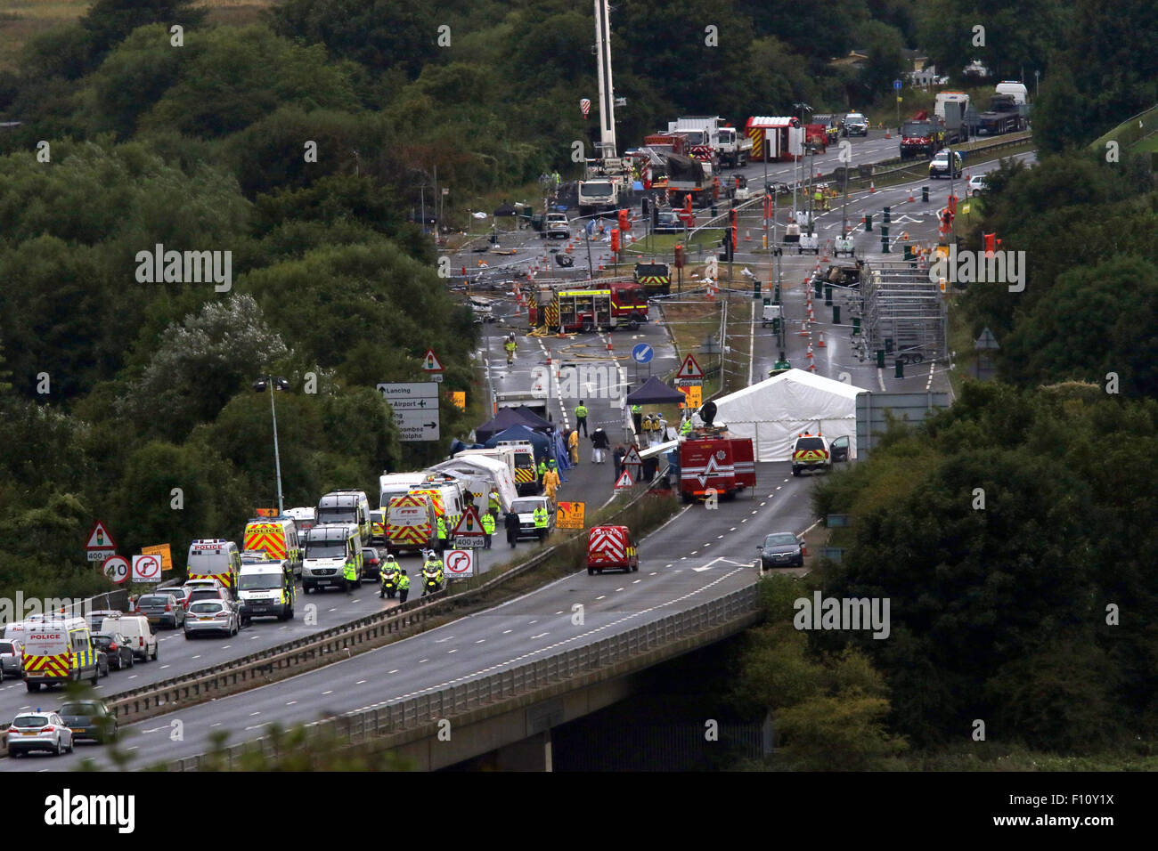 A27 Shoreham Crash,West Sussex shore plane crash,11 People killed Stock ...