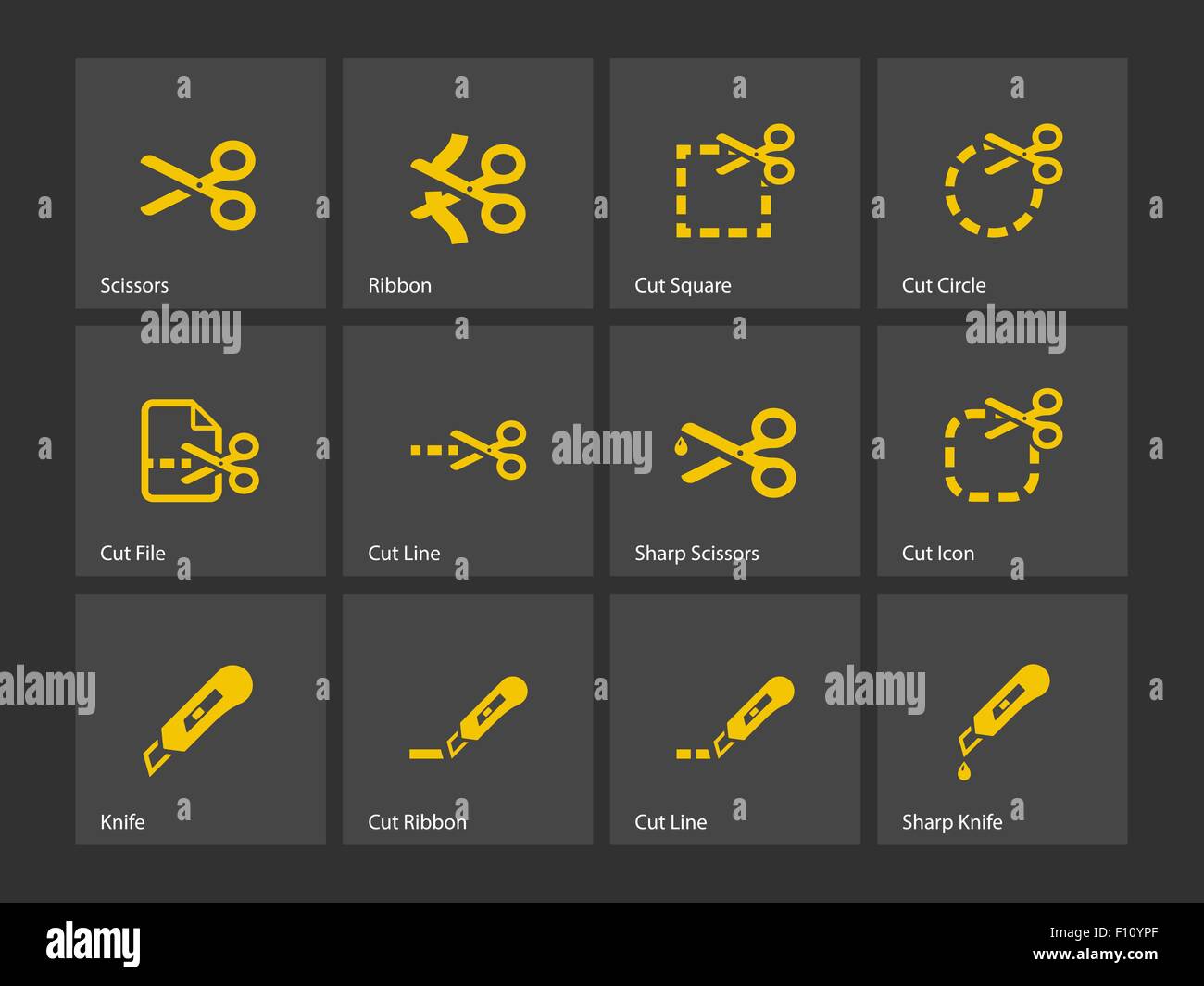 Scissors with cut lines icons Stock Vector Image & Art - Alamy