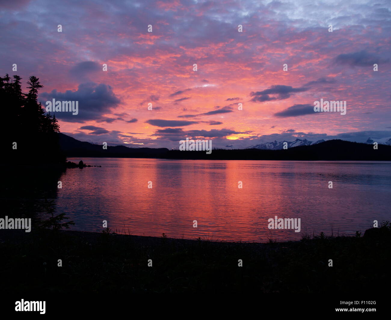 Water Sunset in Alaska Stock Photo - Alamy