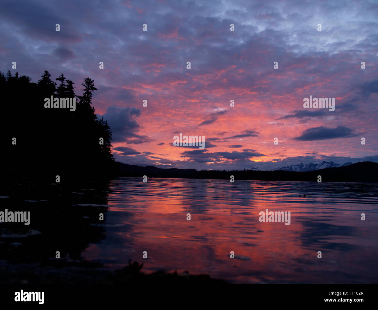 Water Sunset in Alaska Stock Photo - Alamy