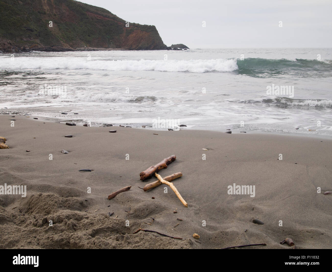 Sticks at Bahinas beach Stock Photo - Alamy