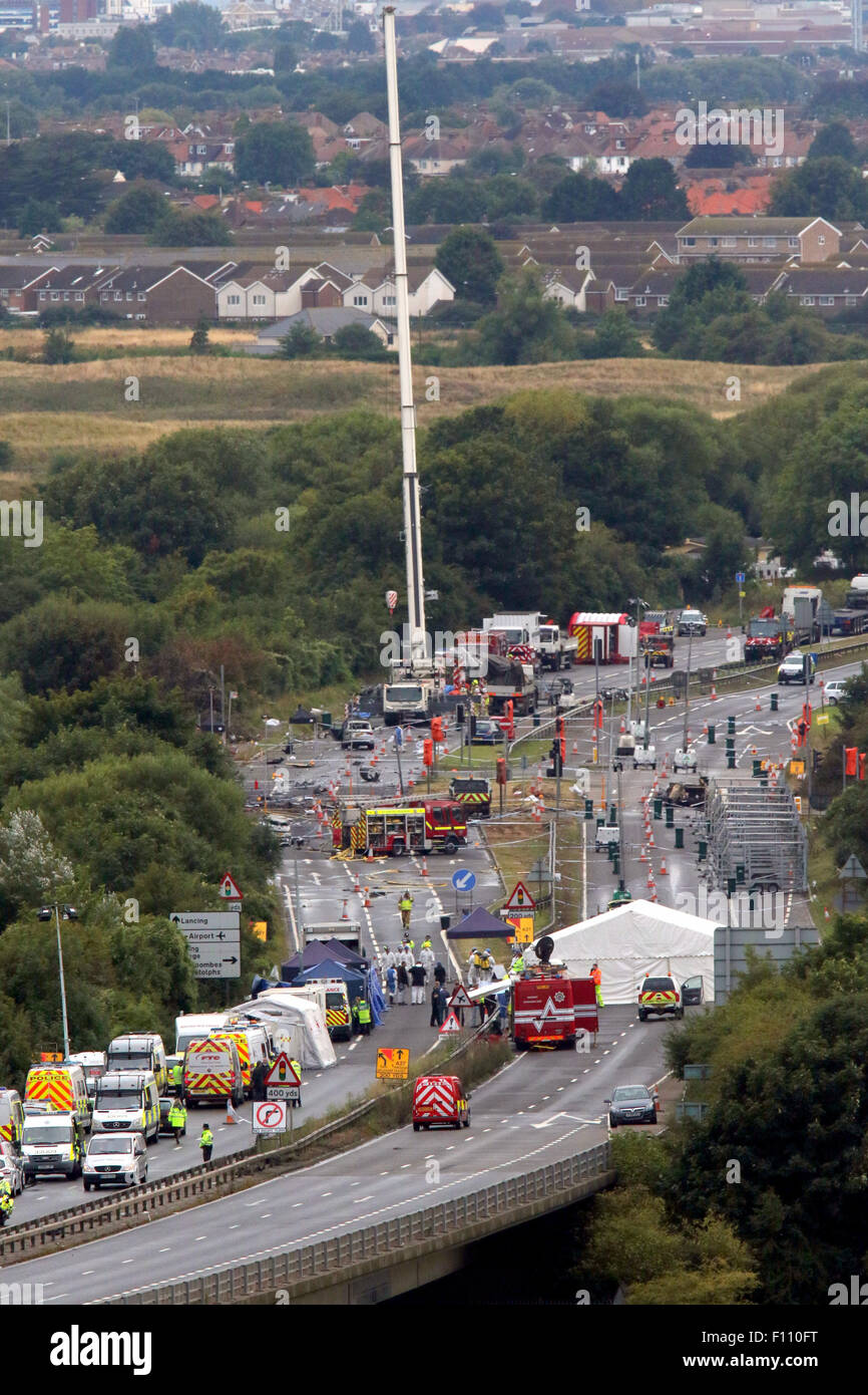 A27 Shoreham Crash,West Sussex shore plane crash,11 People killed Stock ...