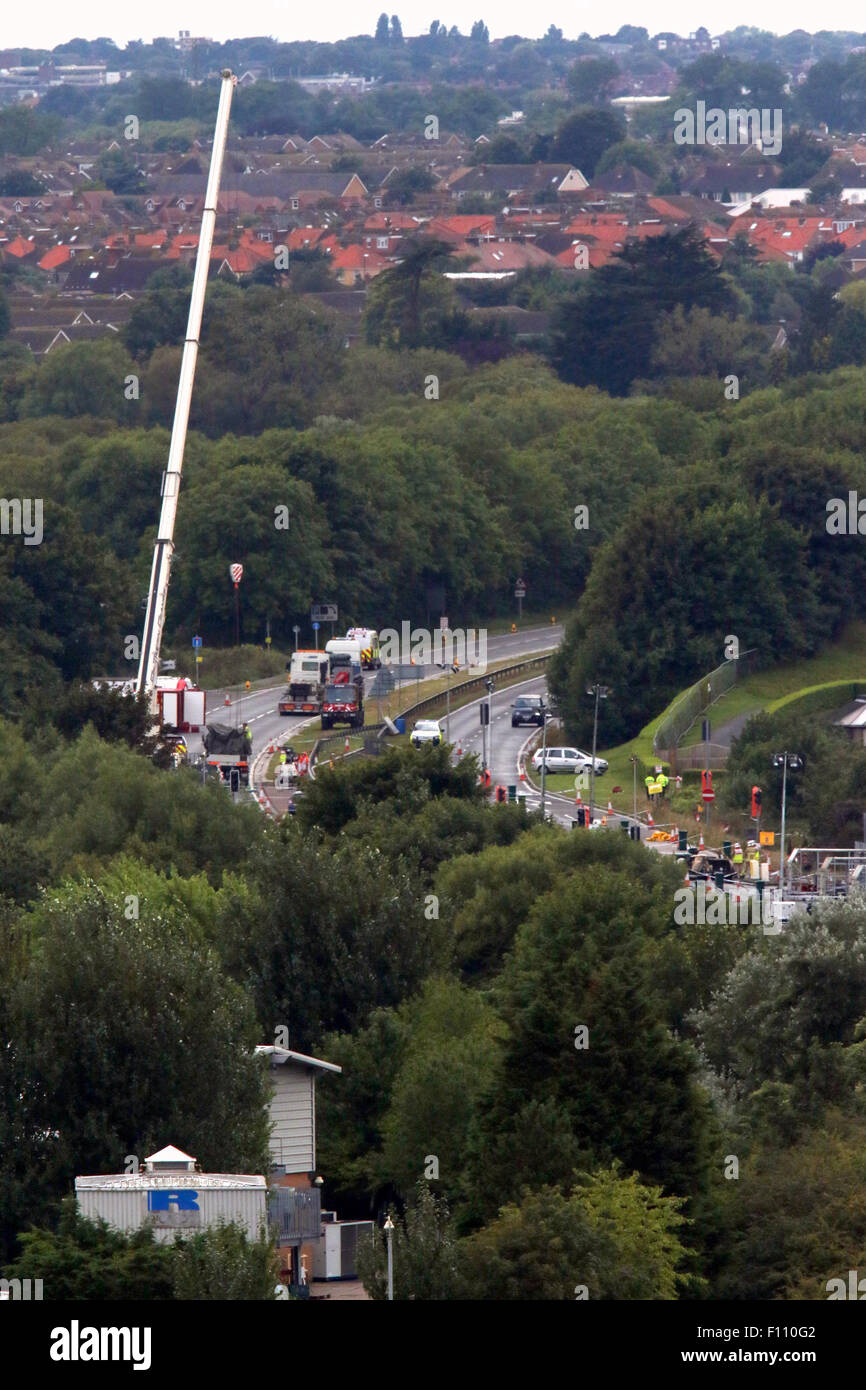 A27 Shoreham Crash,West Sussex shore plane crash,11 People killed Stock ...