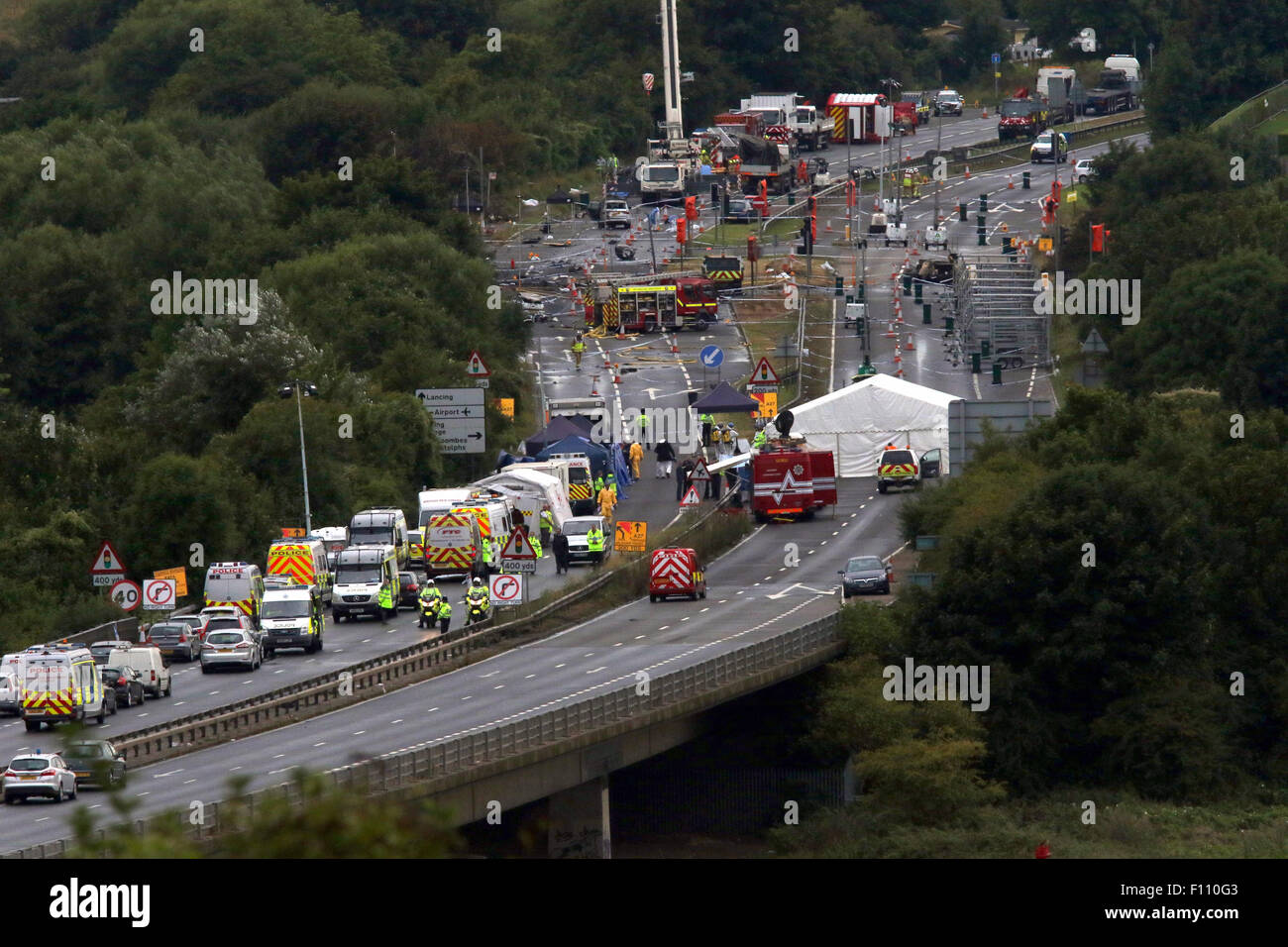 A27 Shoreham Crash,West Sussex shore plane crash,11 People killed Stock ...