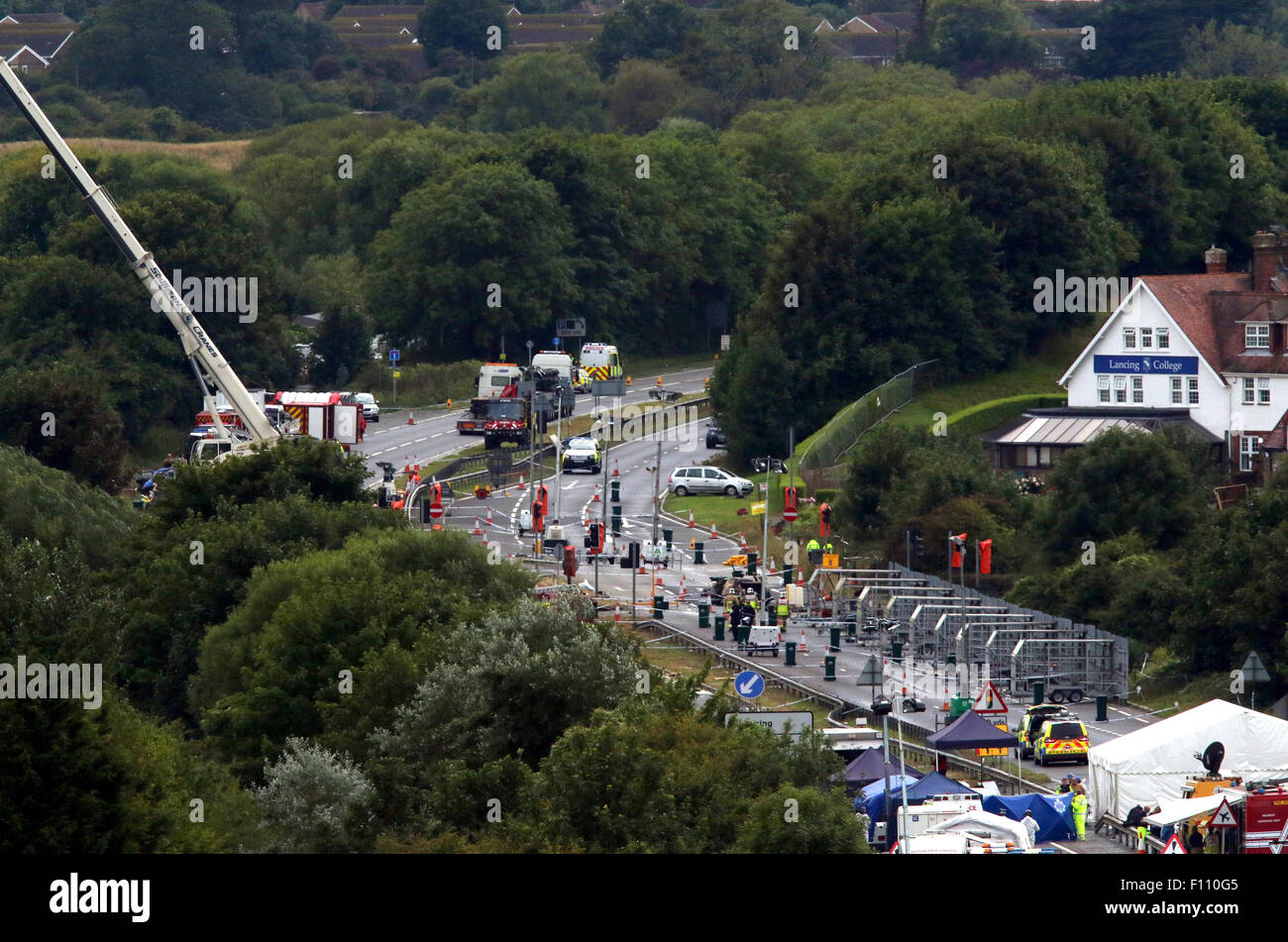 A27 Shoreham Crash,West Sussex shore plane crash,11 People killed Stock ...