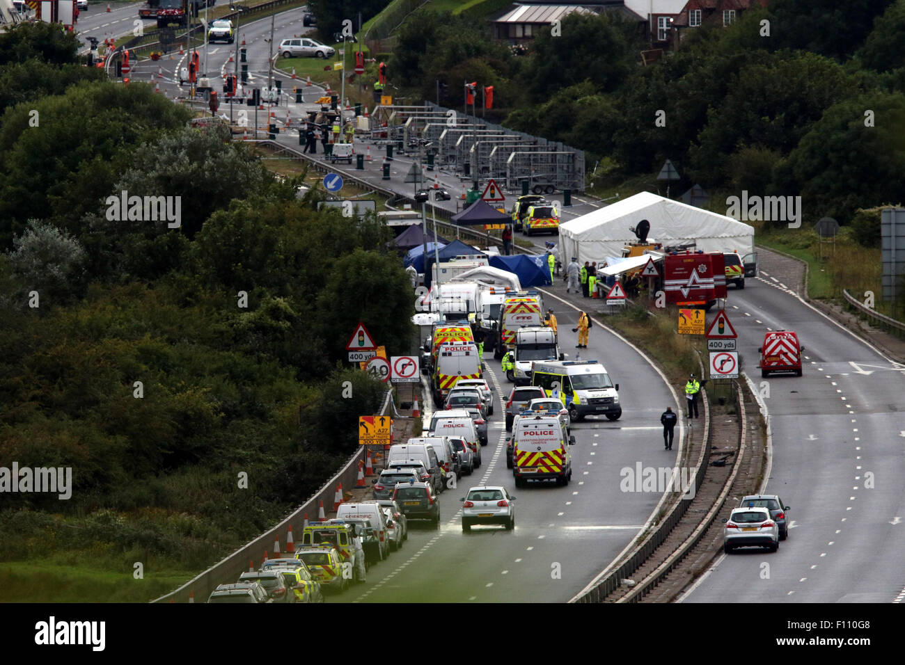 A27 Shoreham Crash,West Sussex shore plane crash,11 People killed Stock ...
