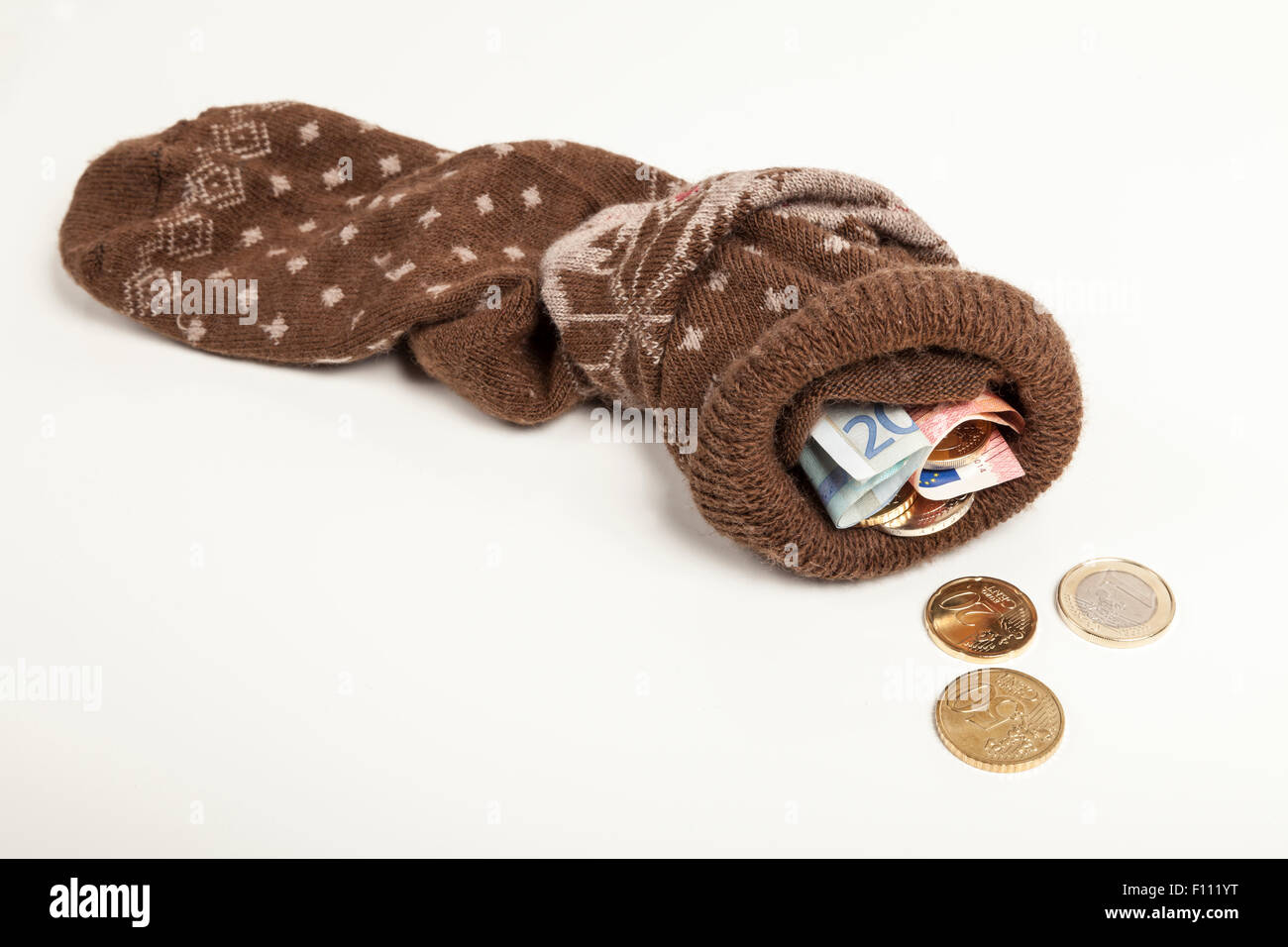 Euro money in stocking Stock Photo - Alamy