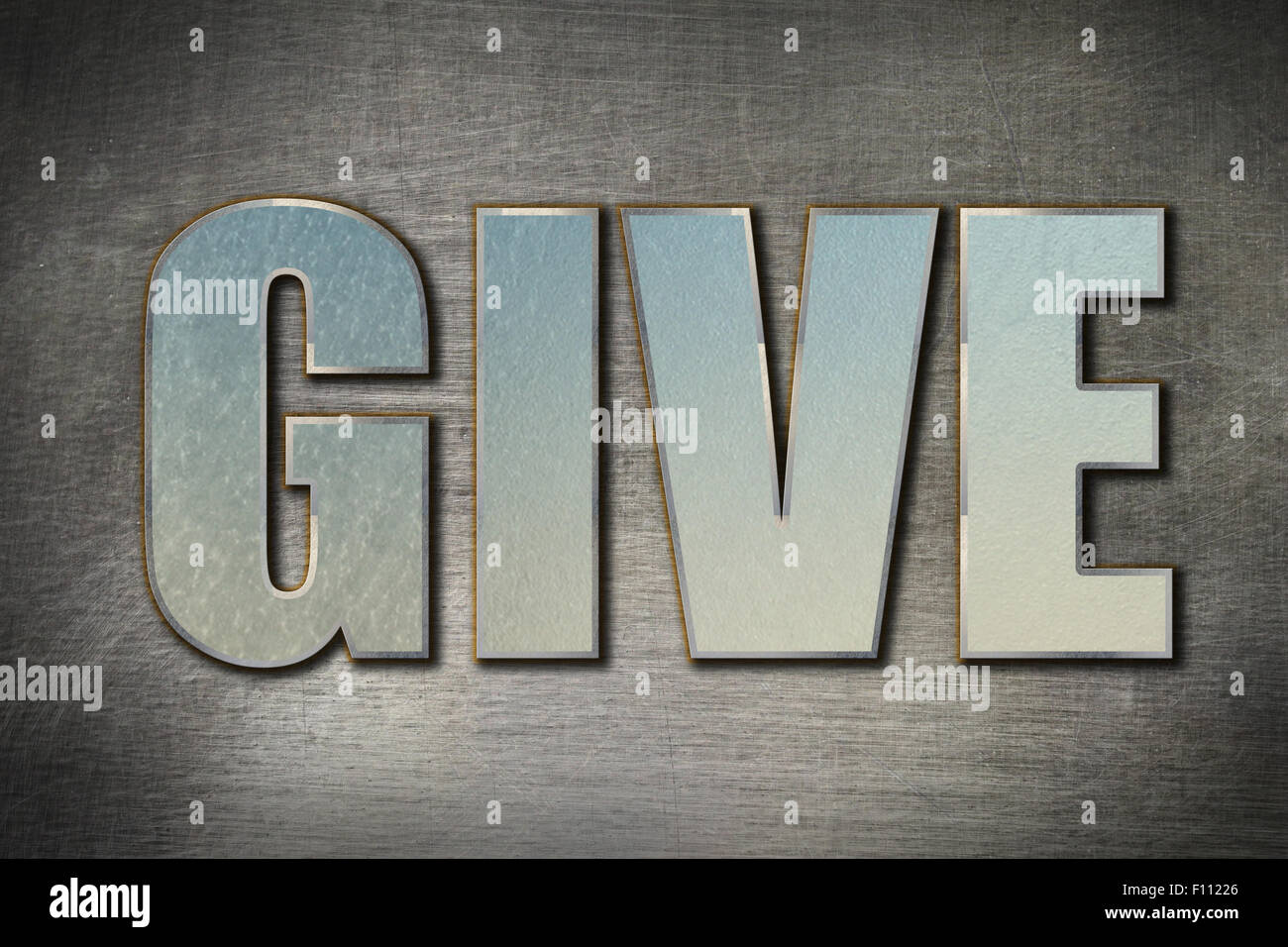 Give word concept on grunge steel background Stock Photo - Alamy
