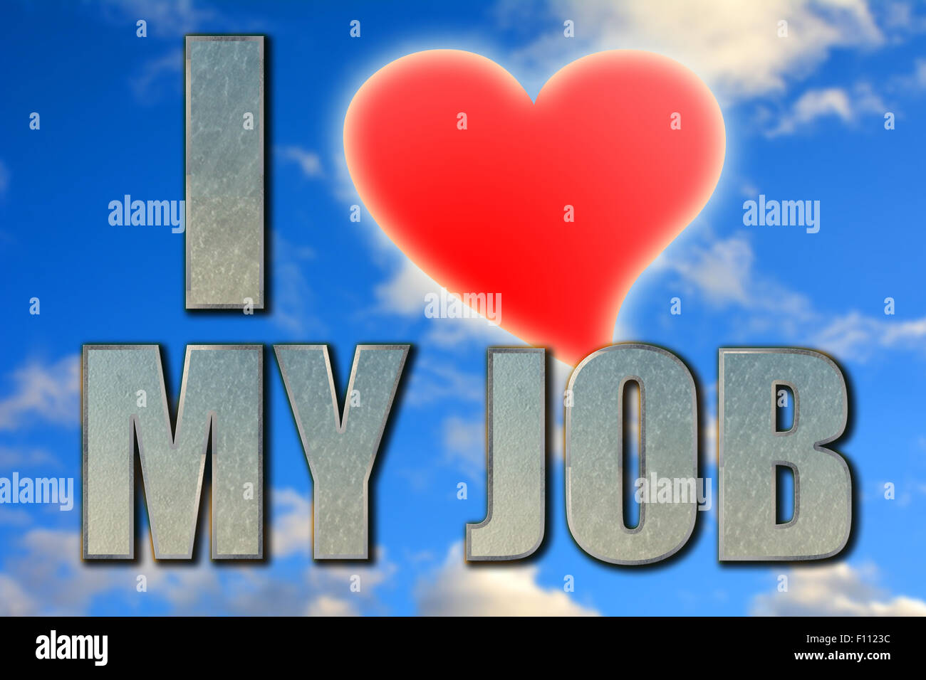 I love my job on blured sky background Stock Photo - Alamy