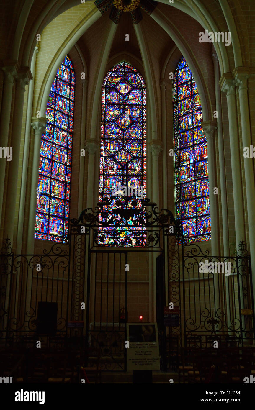 Stained Glass Windows at Cathedral of our lady of Chartres Stock Photo ...
