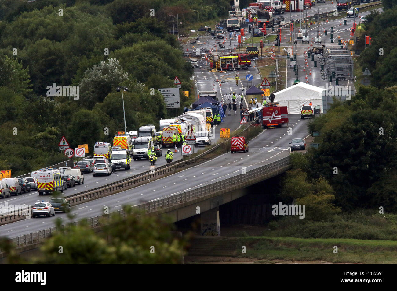 A27 Shoreham Crash,West Sussex shore plane crash,11 People killed Stock ...