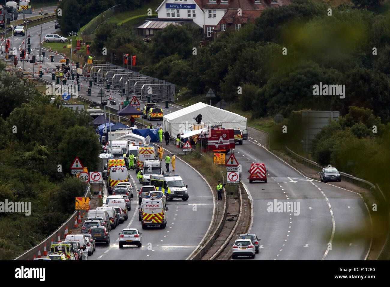 A27 Shoreham Crash,West Sussex shore plane crash,11 People killed Stock ...