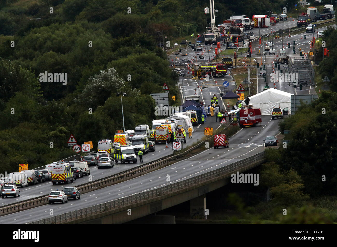 A27 Shoreham Crash,West Sussex shore plane crash,11 People killed Stock ...