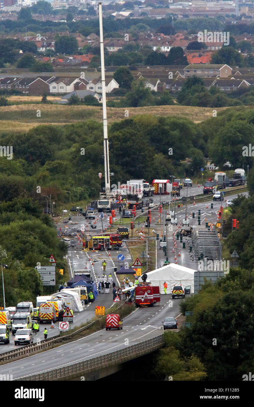 A27 Shoreham Crash,West Sussex shore plane crash,11 People killed Stock ...