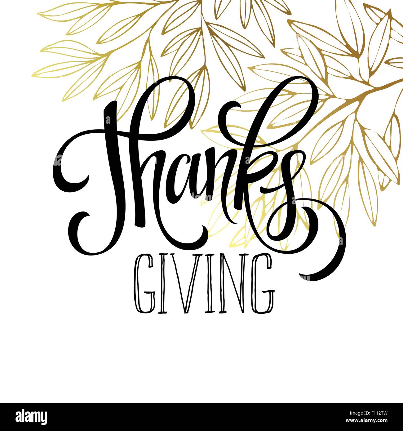 Thanksgiving - gold glittering lettering design. Vector illustration ...
