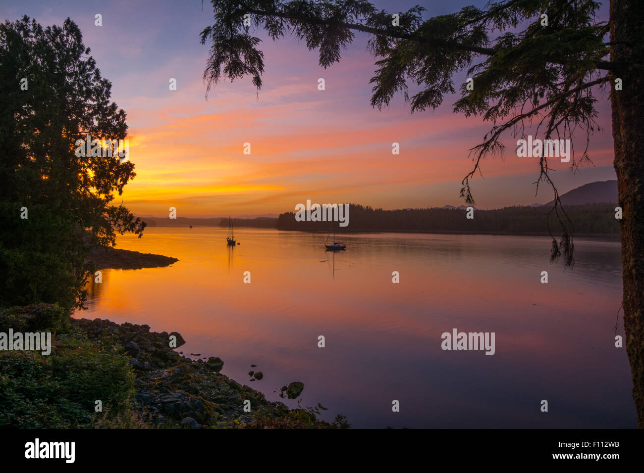 This is a sunset seen at Ucluelet, Vancouver Island Stock Photo - Alamy
