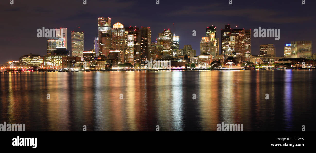 Boston skyline night skyscrapers hi-res stock photography and images ...