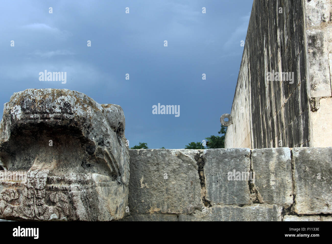 statue at great ball park chichen itza with hoop in background brian ...