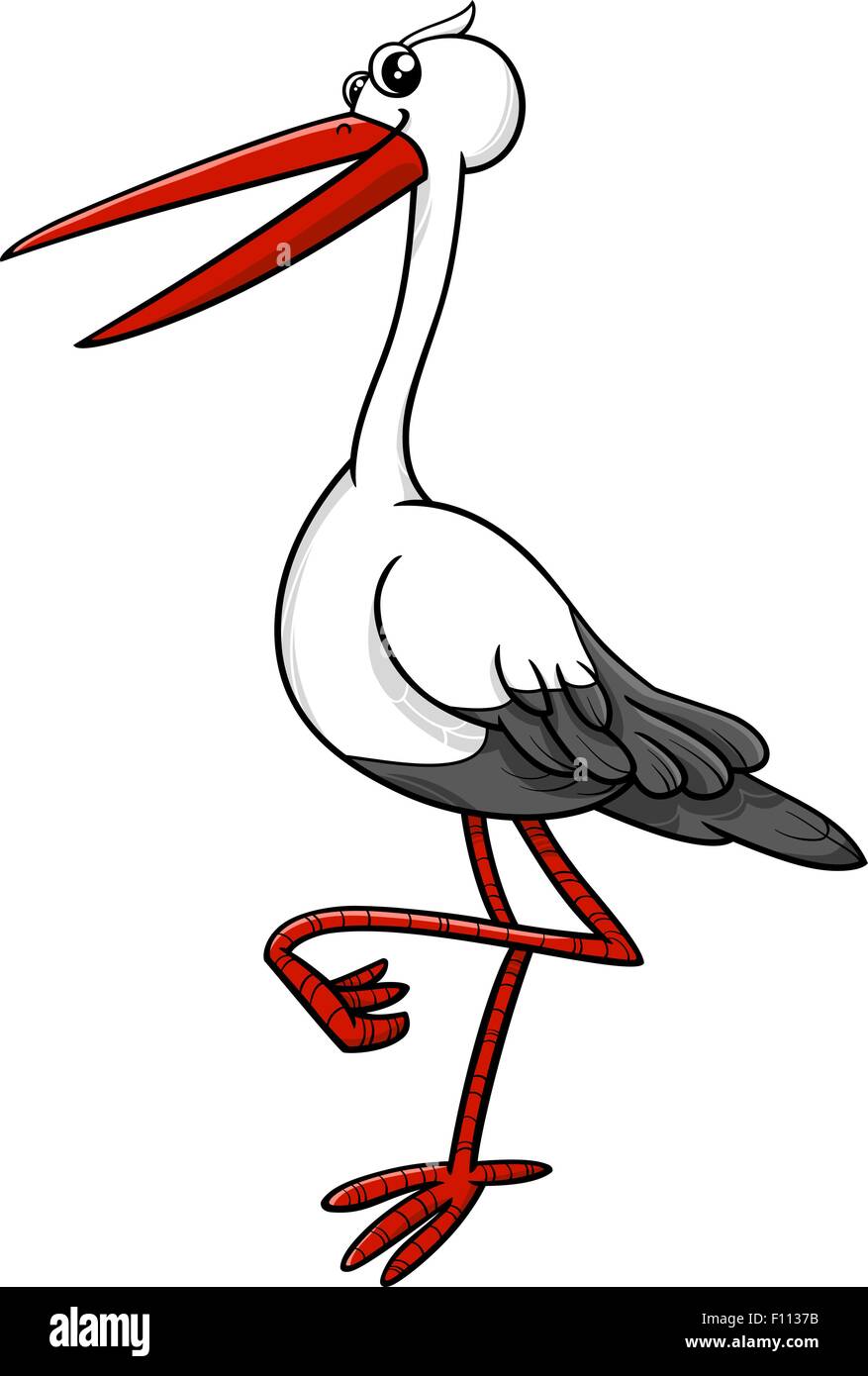Cartoon Illustration of Stork Bird Animal Character Stock Vector Image ...