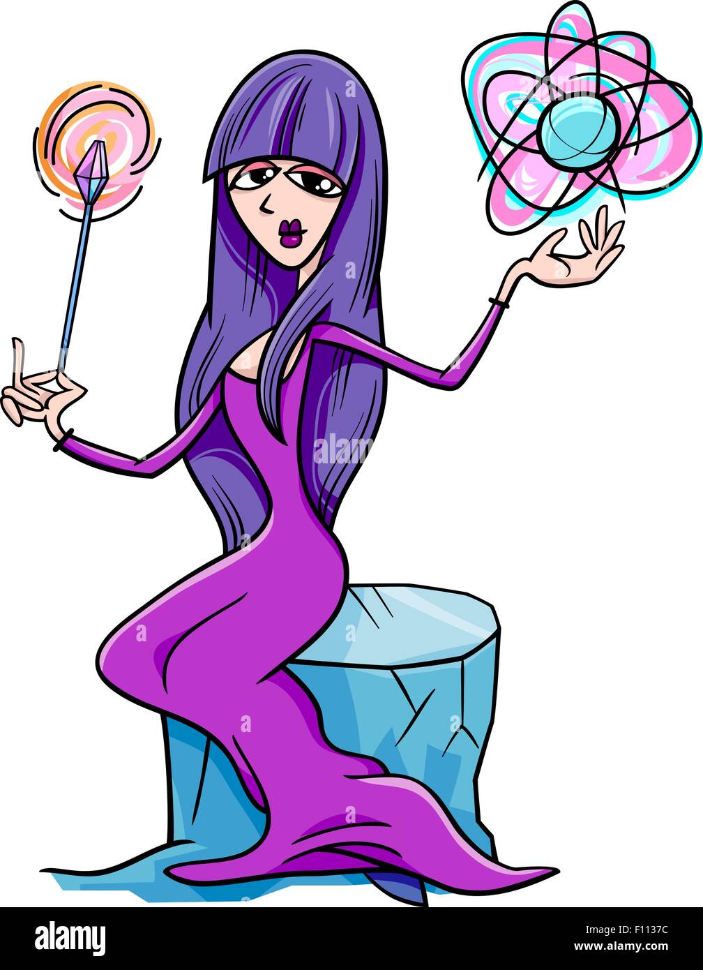 Beautiful Witch Cartoon Beautiful Witch In A Classic Hat And Flowing