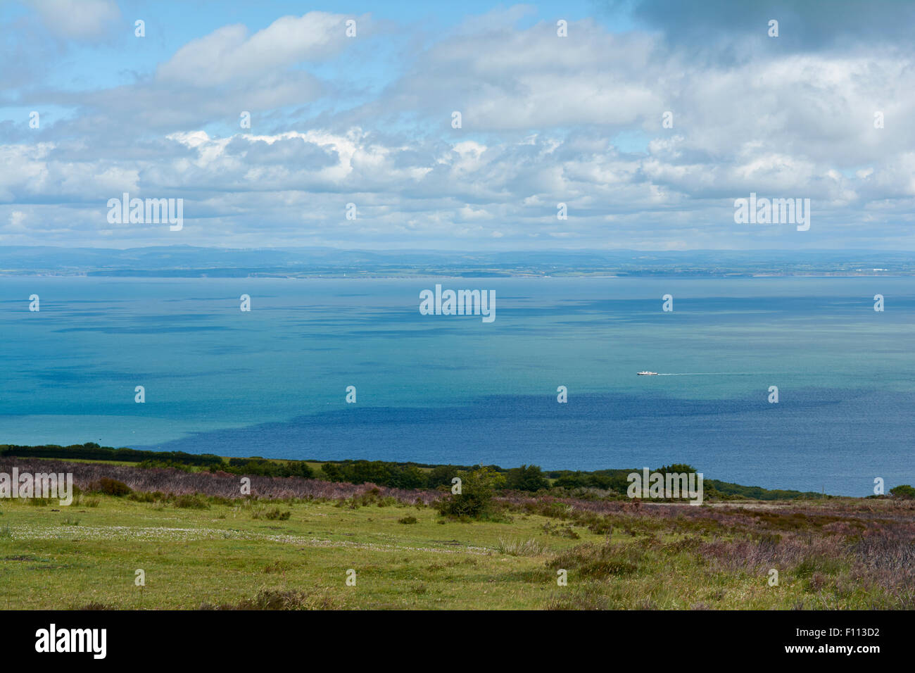 View to Porlock Bay from Porlock Common - Exmoor, England, UK Stock ...