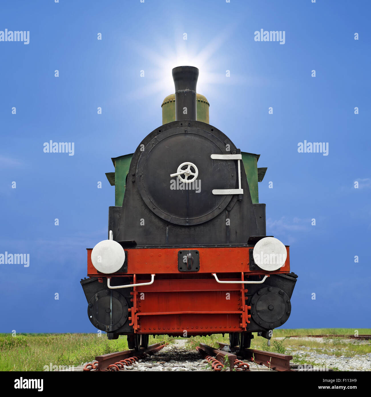 old steam engine locomotive train with beautiful sunlight background ...