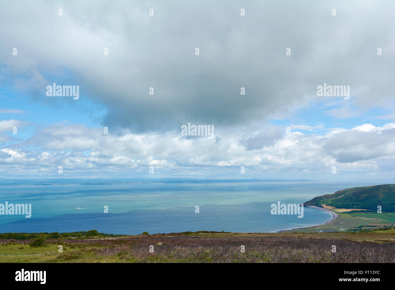 View to Porlock Bay from Porlock Common - Exmoor, England, UK Stock ...