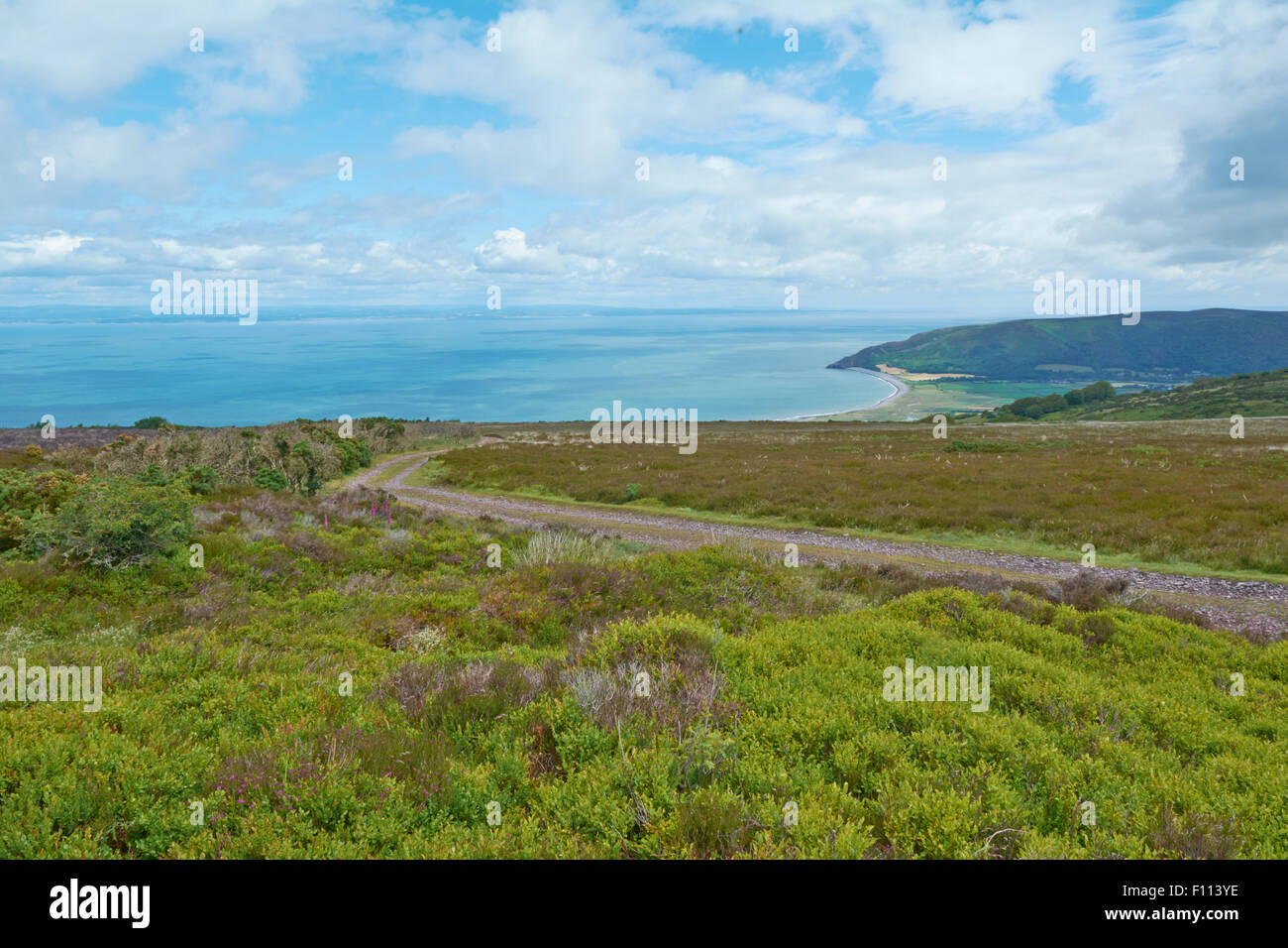 View to Porlock Bay from Porlock Common - Exmoor, England, UK Stock ...