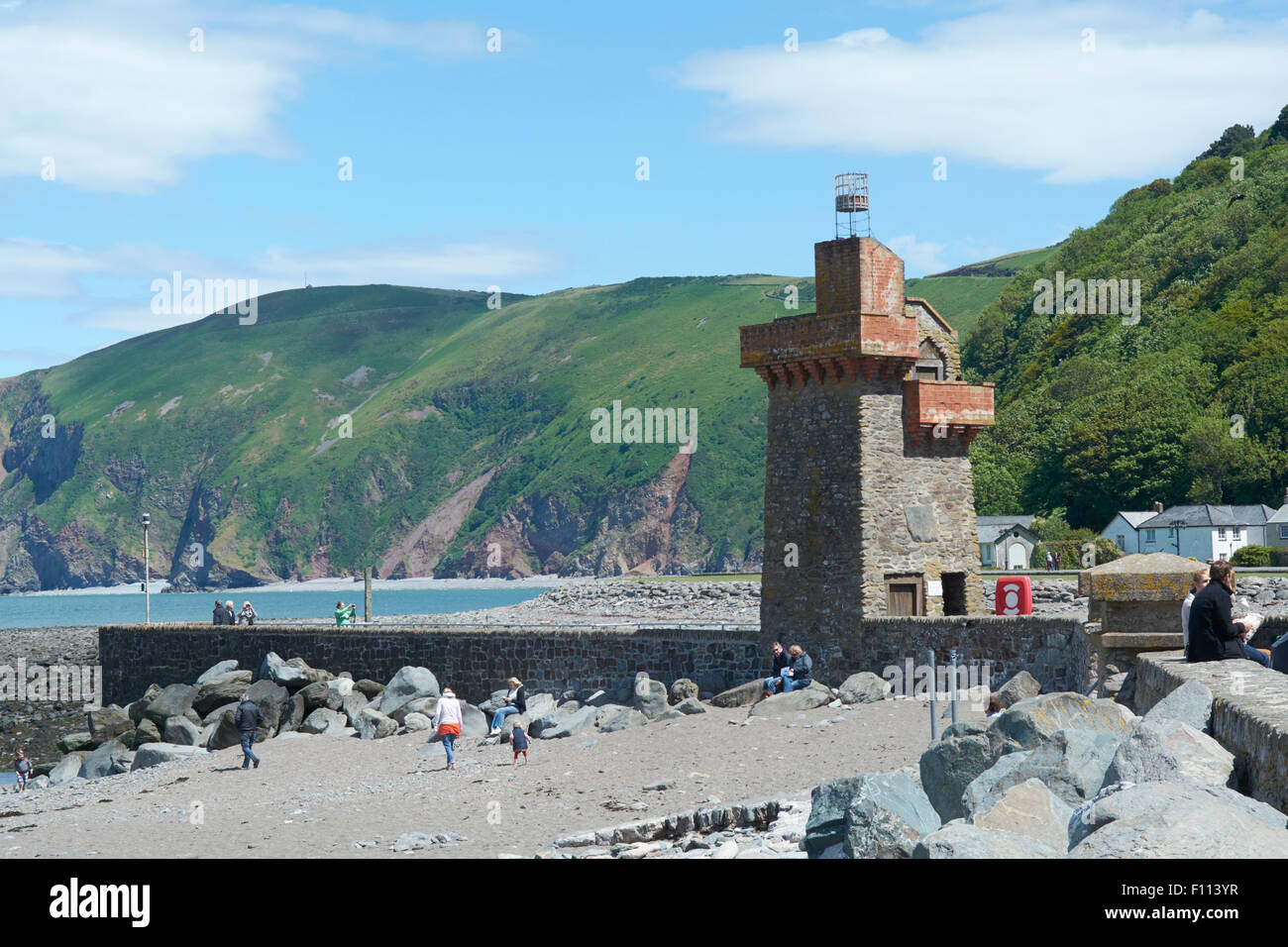 Low Tide at Lynmouth Beach - Lynmouth, Exmoor, Devon, UK Stock Photo ...